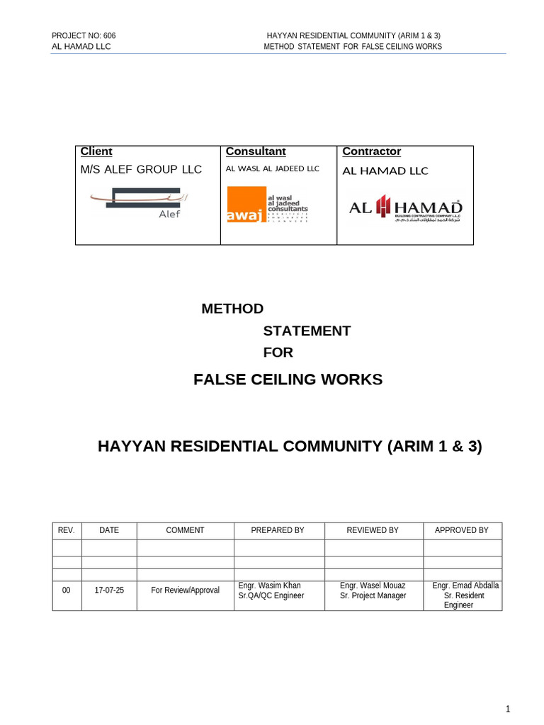 CBZ Drywall Method Statement | PDF | Drywall | Building Engineering