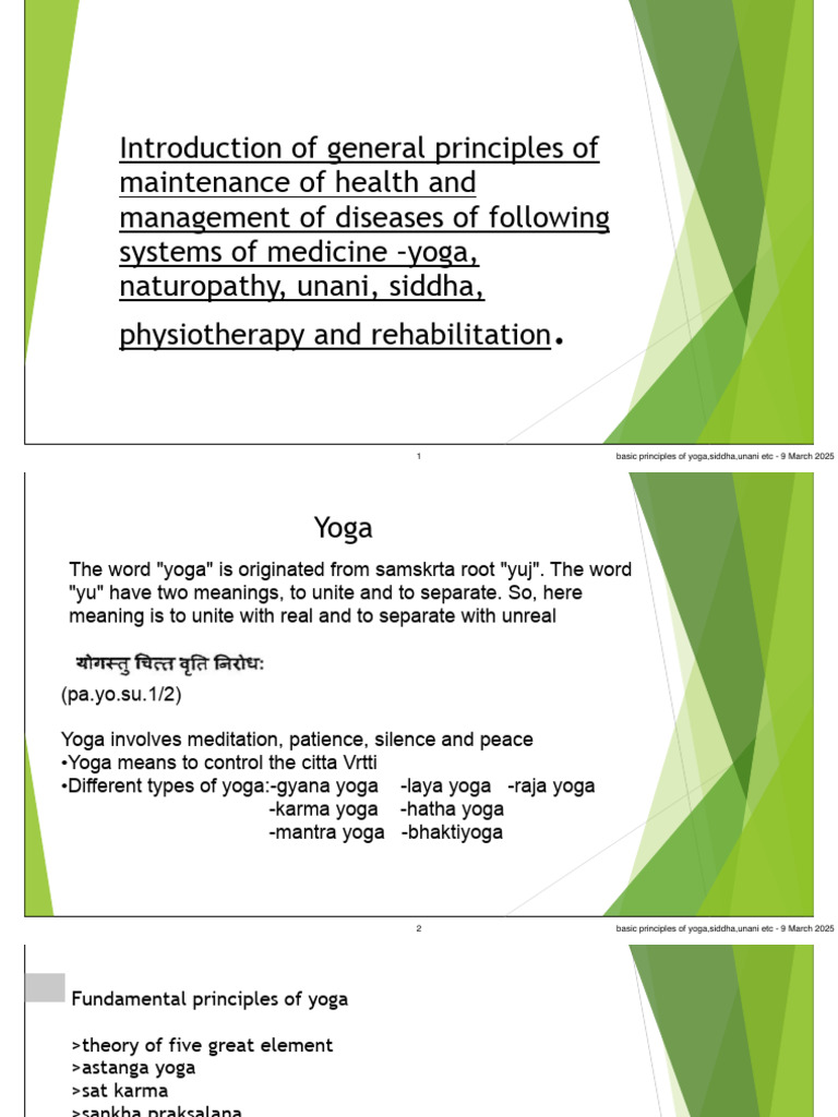 Basic Principles of Yoga, Siddha, Unani Etc | PDF | Physical Therapy ...