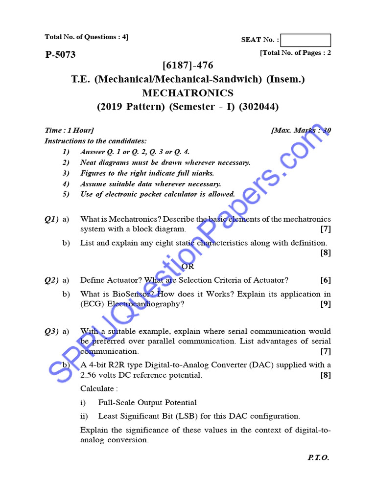 Be Mechanical-Engineering Semester-5 2023 October Mechatronics-Pattern ...