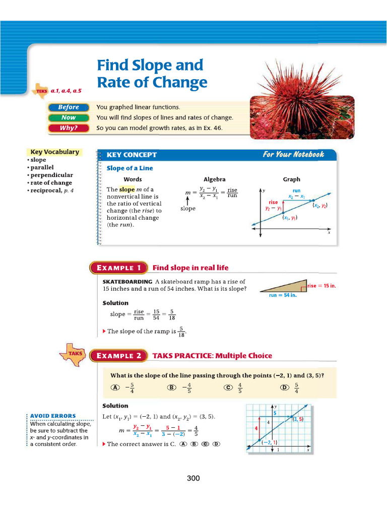 Find Slopes and Rate of Change | PDF