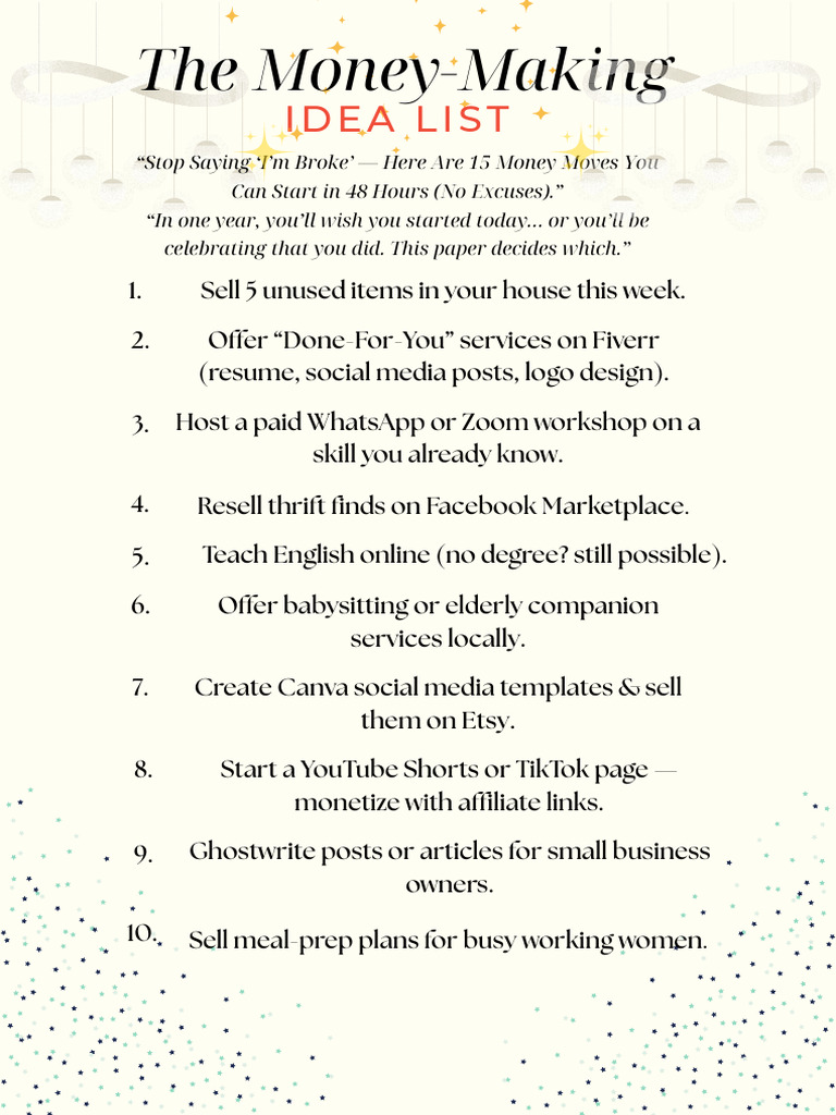 The Money-Making Idea List | PDF
