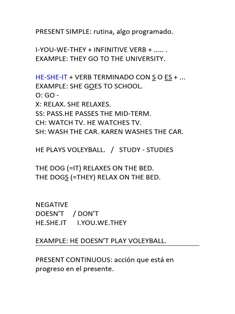 Present Simple Explanation | PDF | Verb | Syntax