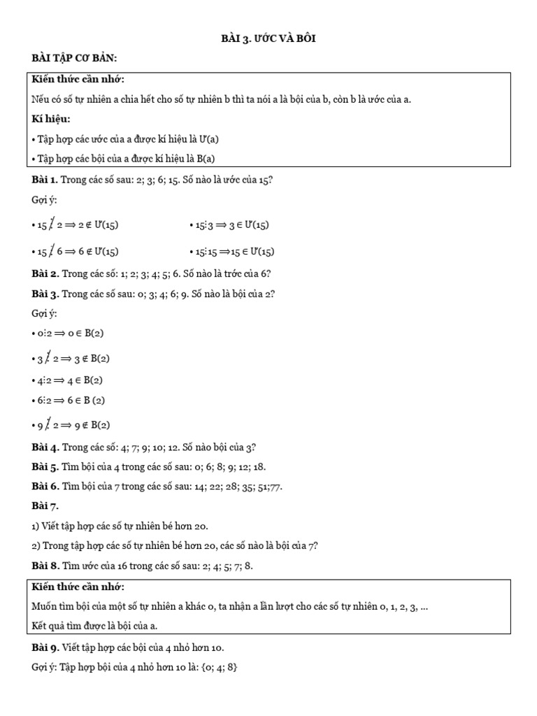 Chương 2_ước Và Bội Chung-ucln-bcnn_sua | PDF