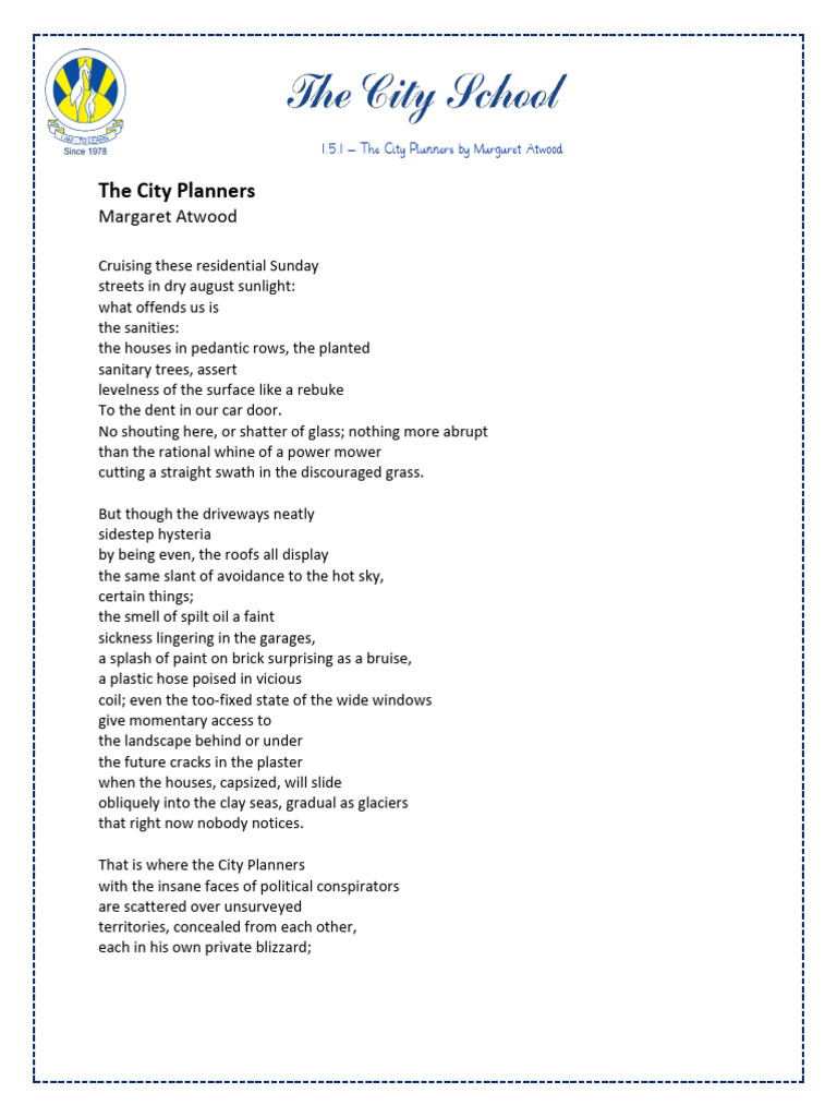 The City Planners: A Poem Analysis | PDF