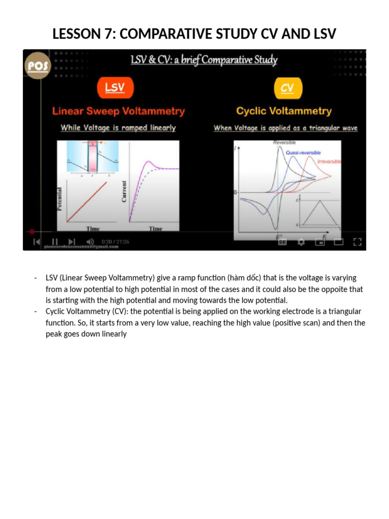 Lesson 7 - Comparative Study Cv and Lsv | PDF