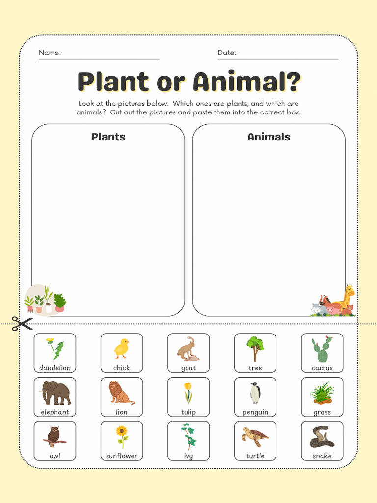 Animals or Plants Sorting Activity For Speech Therapy in A Colorful ...