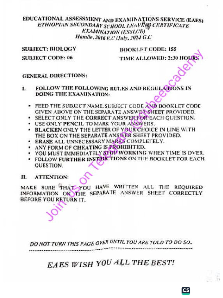 2016 Biology UEE Join Us @Qubeeacademy | PDF