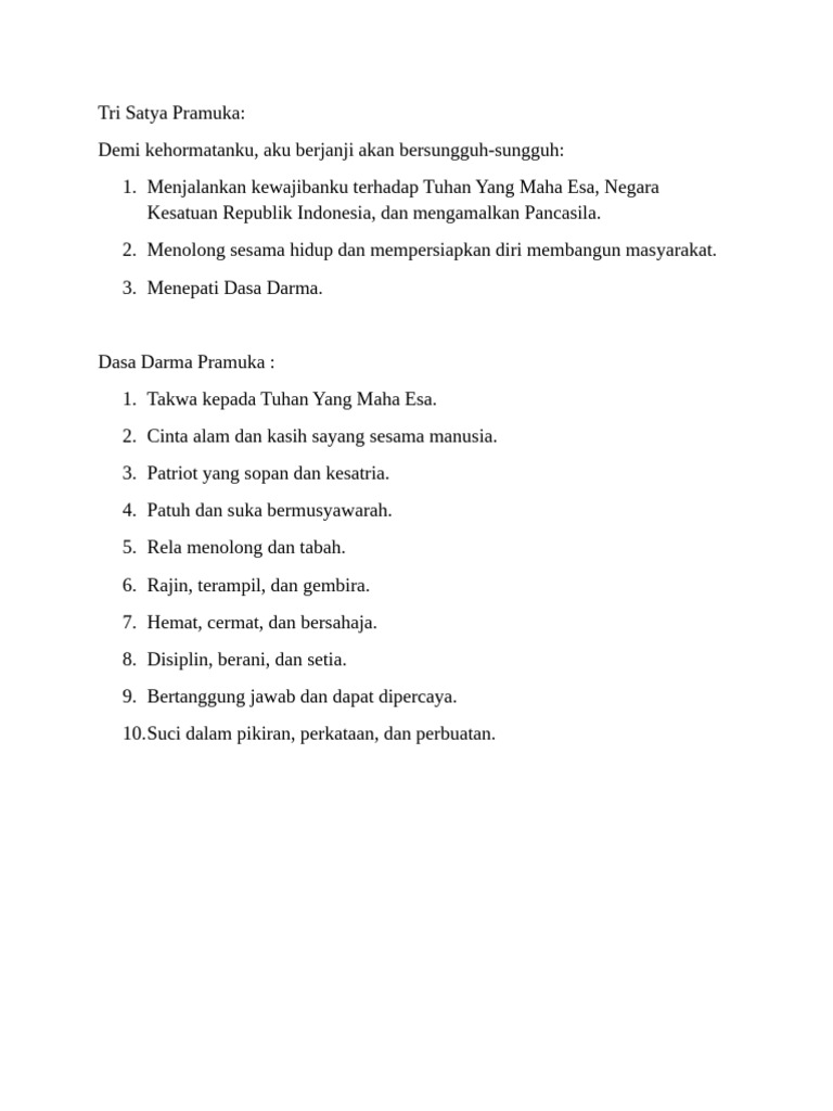 Tri Satya - Dasa Darma Pramuka | PDF