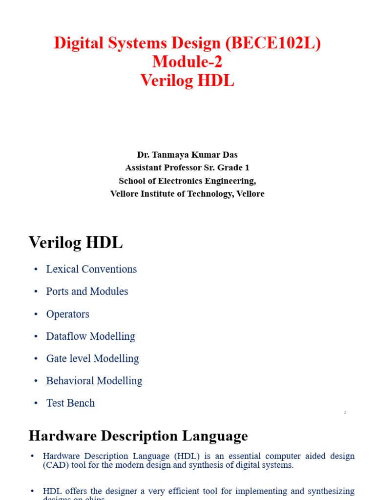 Verilog HDL Basics for Digital Design | PDF | Hardware Description ...