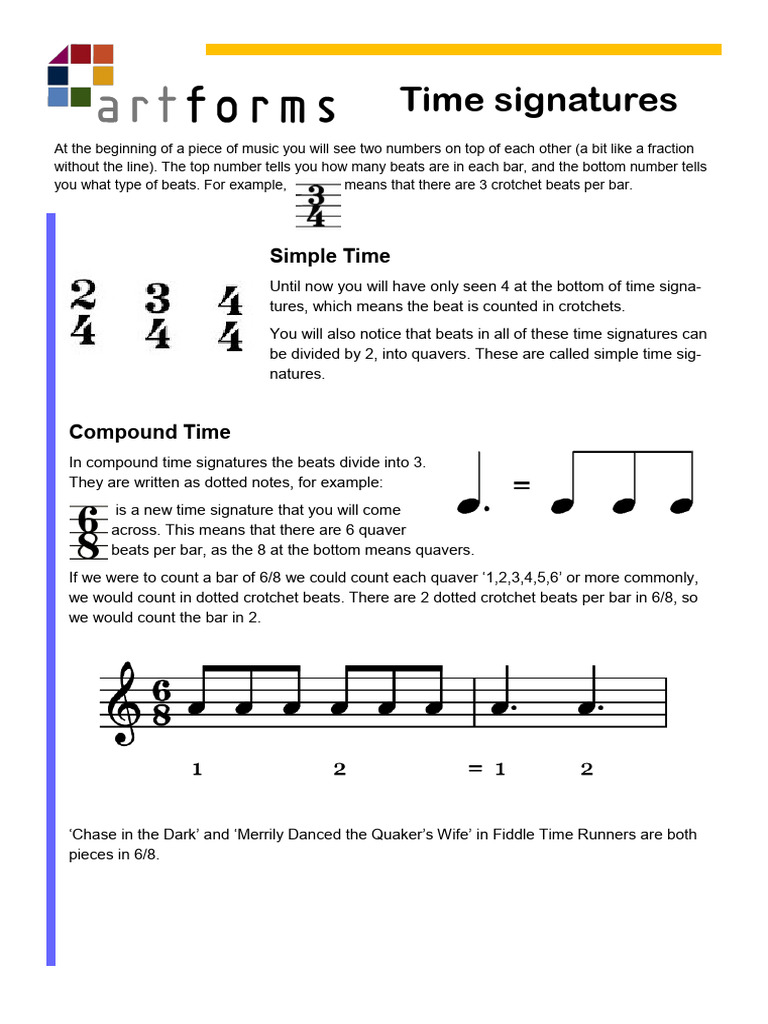 Compound Time Signatures Ties and Dotted Notes | PDF | Poetics ...