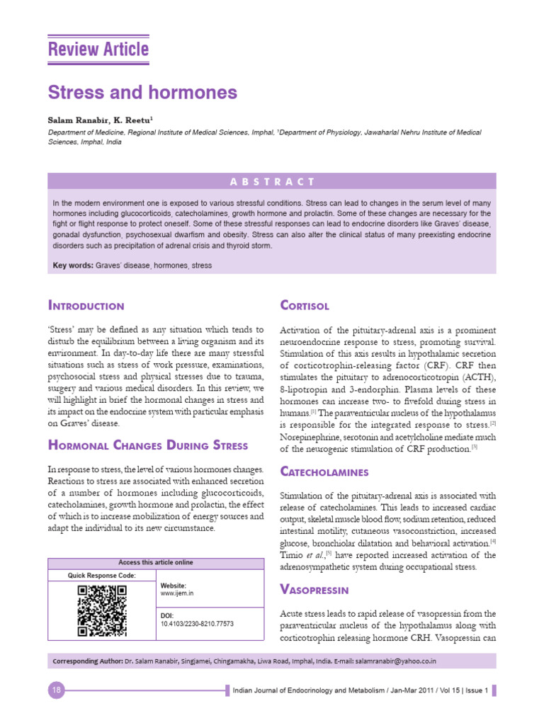 Stress and Hormones | PDF | Stress (Biology) | Hypothalamus