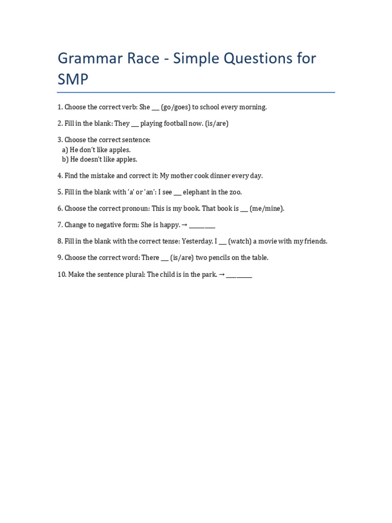 Grammar Race SMP | PDF