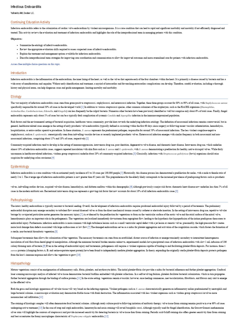 Infectious Endocarditis Overview and Management | PDF | Methicillin ...