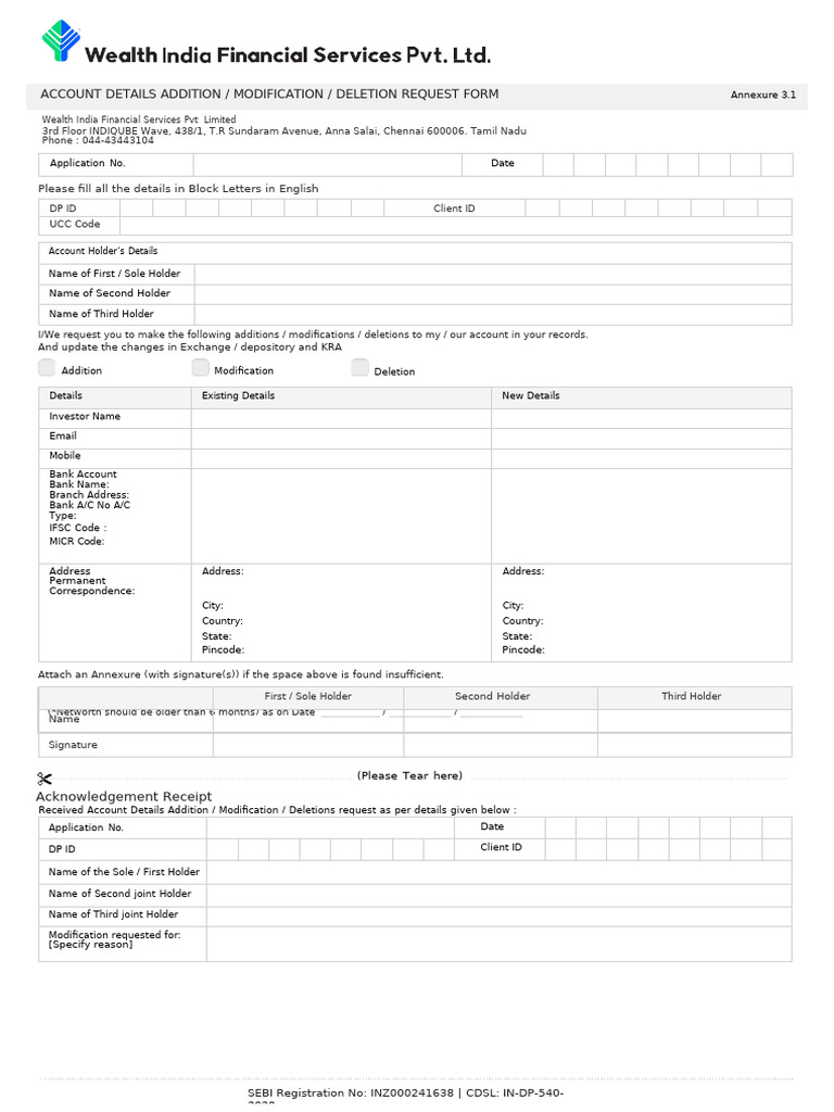 Account Modification Request Form | PDF