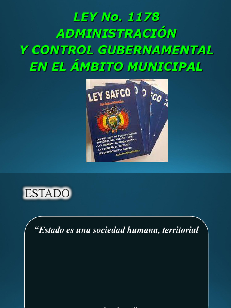 Fundamentos de La Ley 1178. Clase 20.07.25 | PDF | Estado (política ...