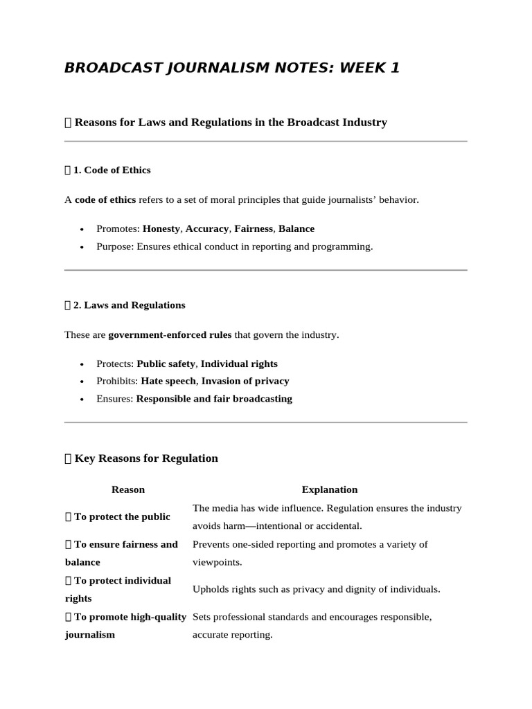 Broadcast Journalism Ethics & Laws | PDF | Journalism