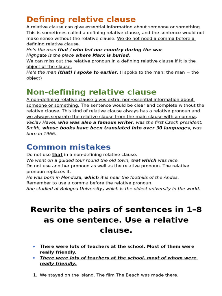 Relative Clauses L8 Homework | PDF | Comma | Linguistics