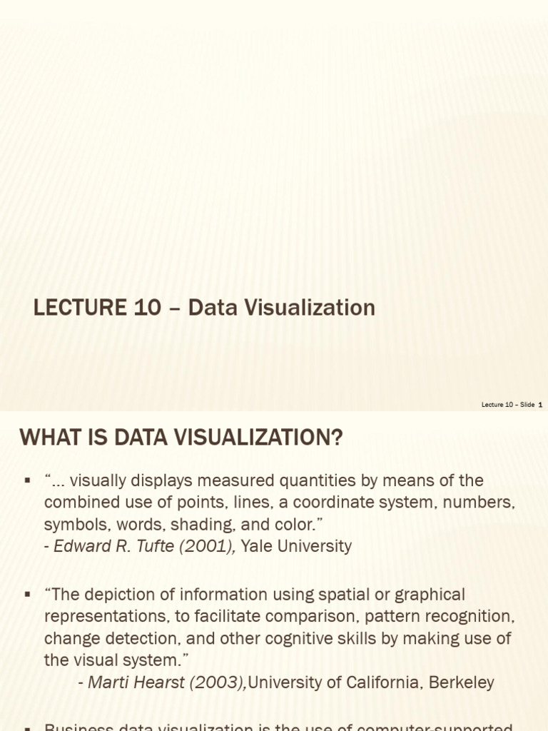 Lecture 10 Data Visualization | PDF | Pie Chart | Infographics