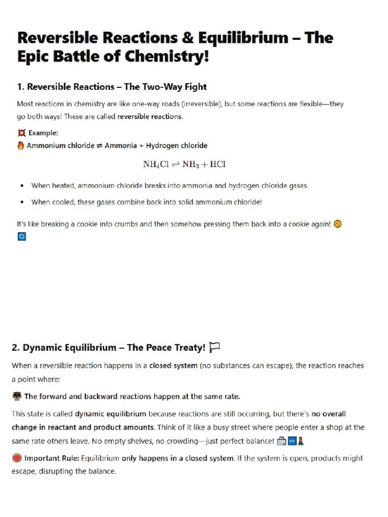 Reversible Reactions and Equilibrium | PDF
