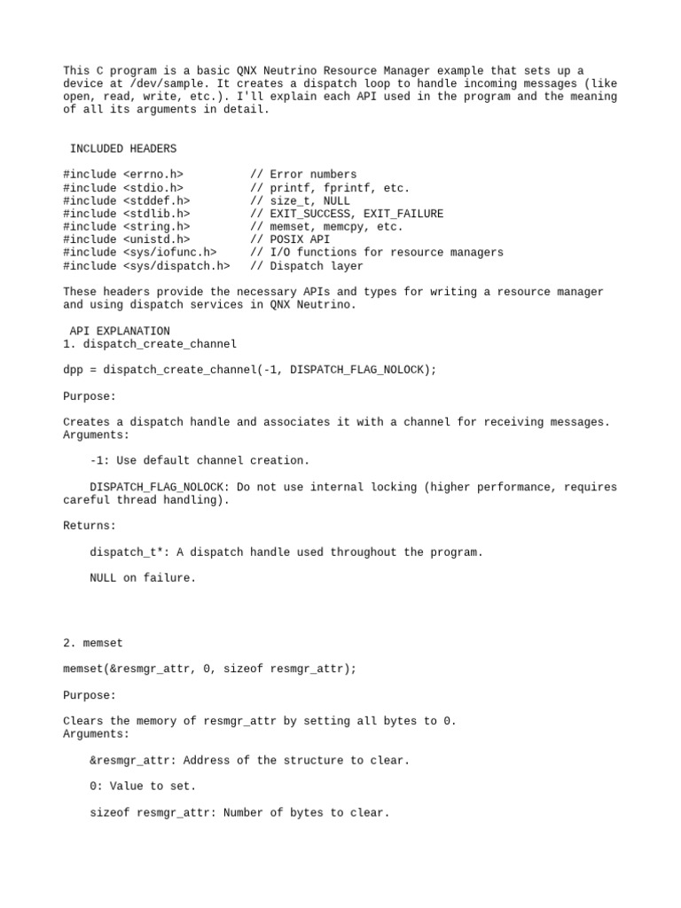 QNX Resource Manager Example Program | PDF | Computer File | Pointer ...