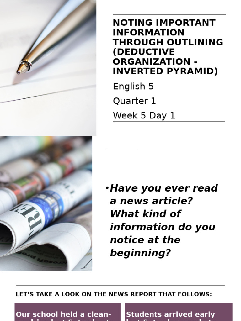 Q1W5D1 Noting Important Information Through Outlining | PDF