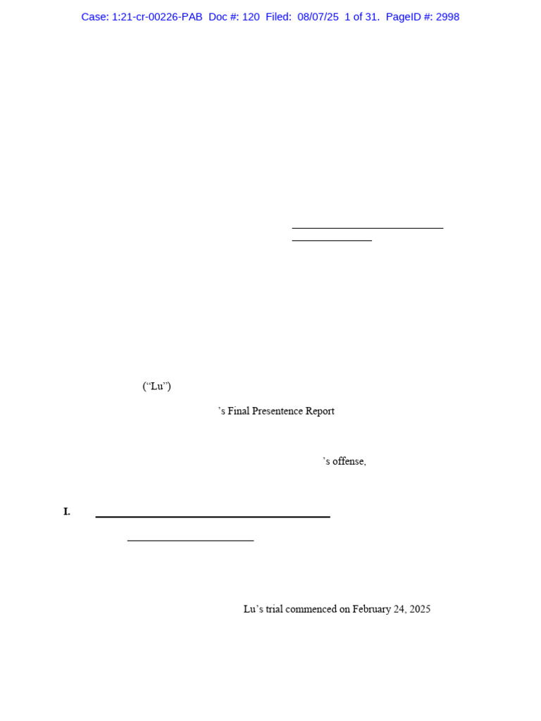 Government's Sentencing Memo for Davis Lu | PDF | United States Federal ...