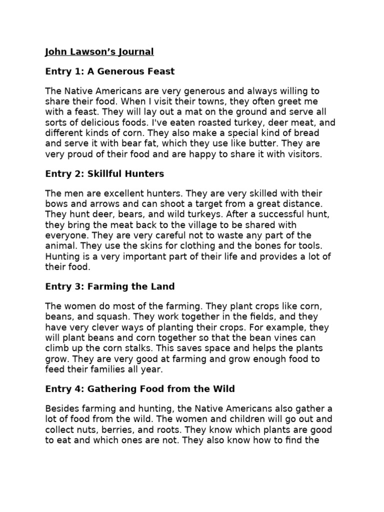 John Lawson's Journal Abridged (Food and Farming) | PDF