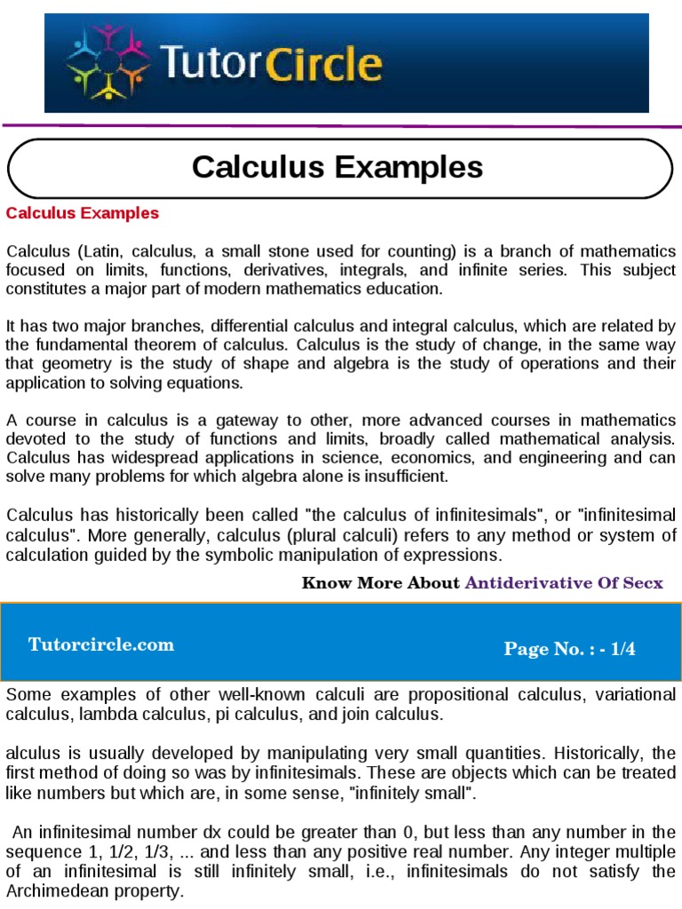 Calculus Examples | PDF | Calculus | Derivative