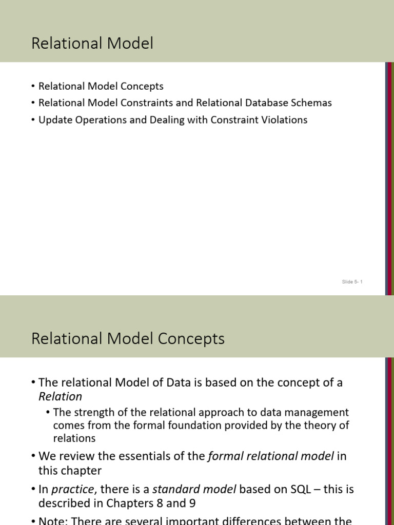 Unit I Relational Model | PDF | Relational Model | Relational Database