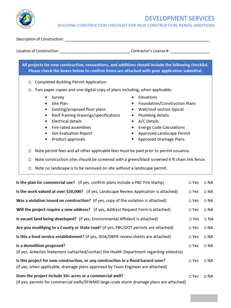 Building Construction Checklist Guide | PDF