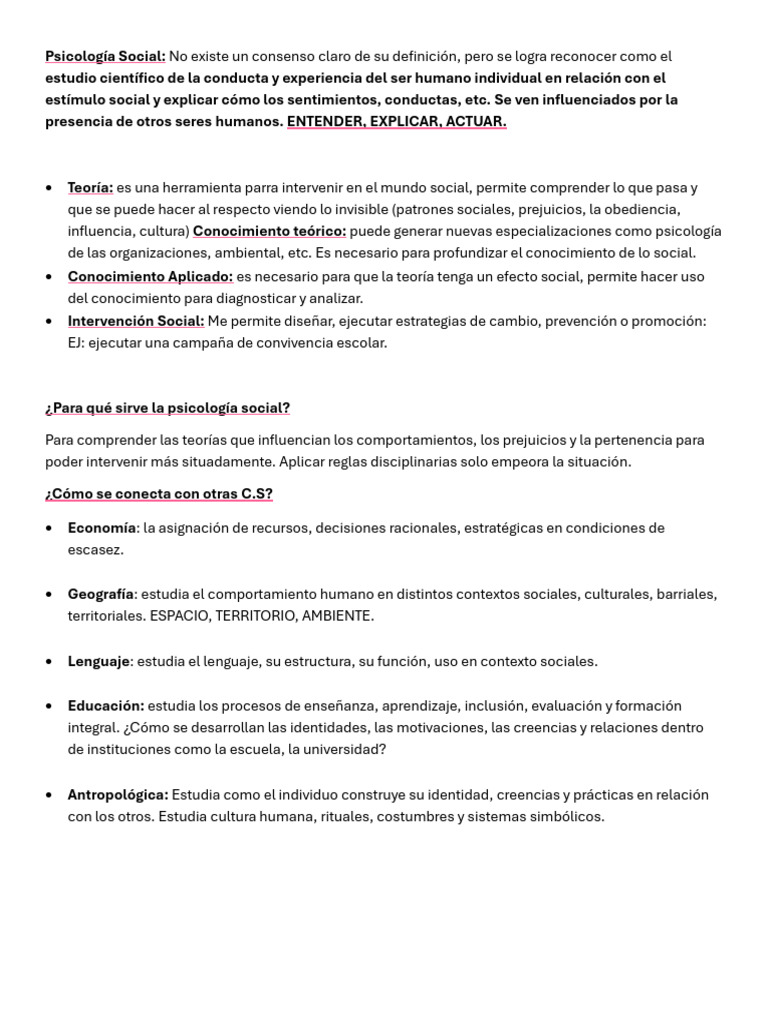 P. Social Resumen C1 | PDF | Sicología | Psicología Social