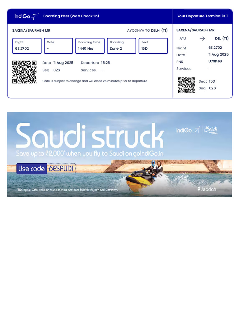 Ayodhya To AYJ Flight Date PNR Services - Seat Seq: Boarding Pass (Web ...