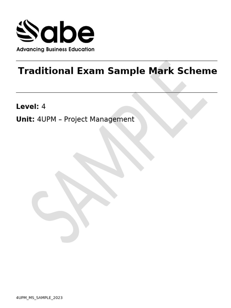 4UPM Project Management Mark Scheme | PDF | Project Management | Risk