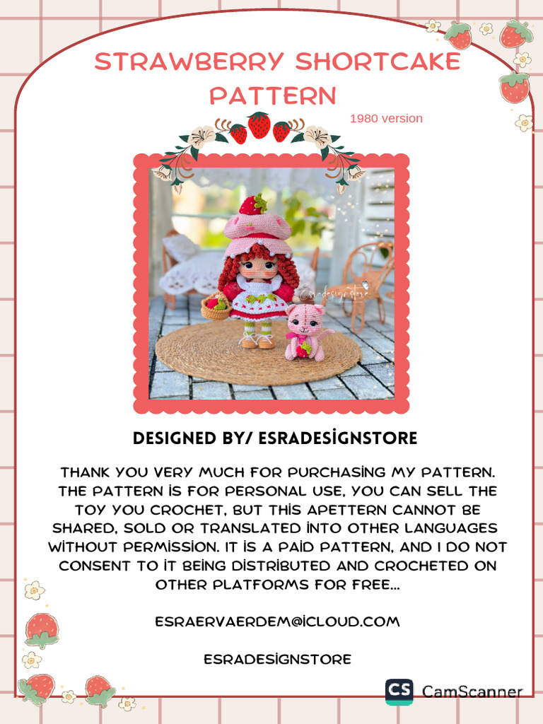 Free Strawberry Shortcake Crochet Pattern | PDF | Crochet | Yarn