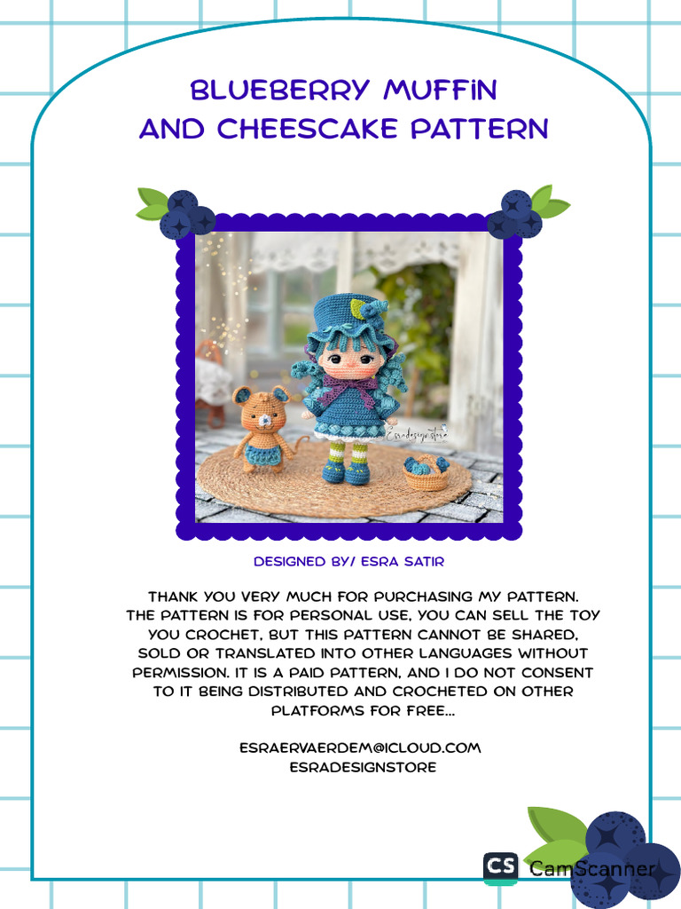 Blueberry Muffin & Cheescake Esra Sarte - Esradesignstore PDF Eng | PDF | Crochet | Yarn