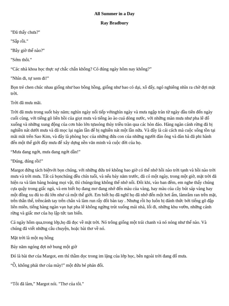 All Summer in A Day | PDF