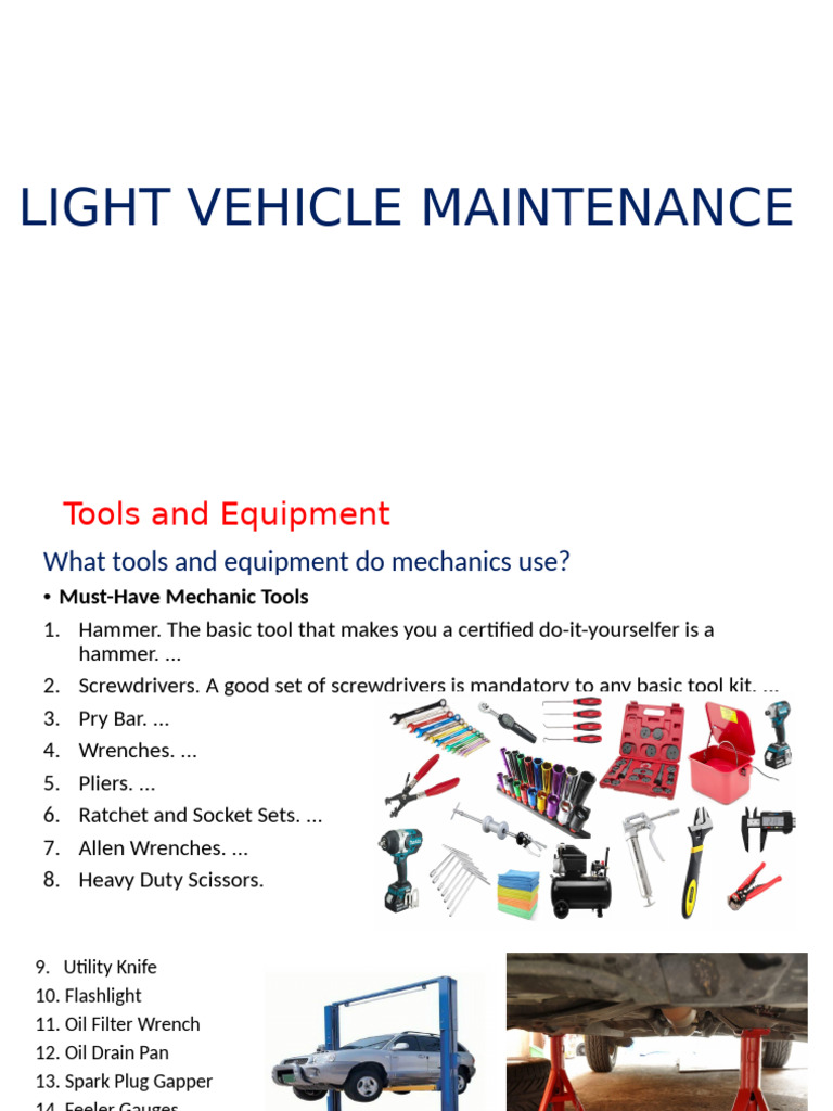 Essential Tools for Light Vehicle Maintenance | PDF | Fuel Injection ...
