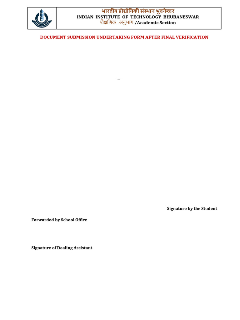 Document Submission Undertaking Form | PDF