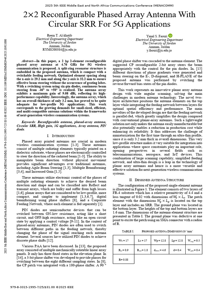 22 Reconfigurable Phased Array Antenna With Circular SRR For 5G ...