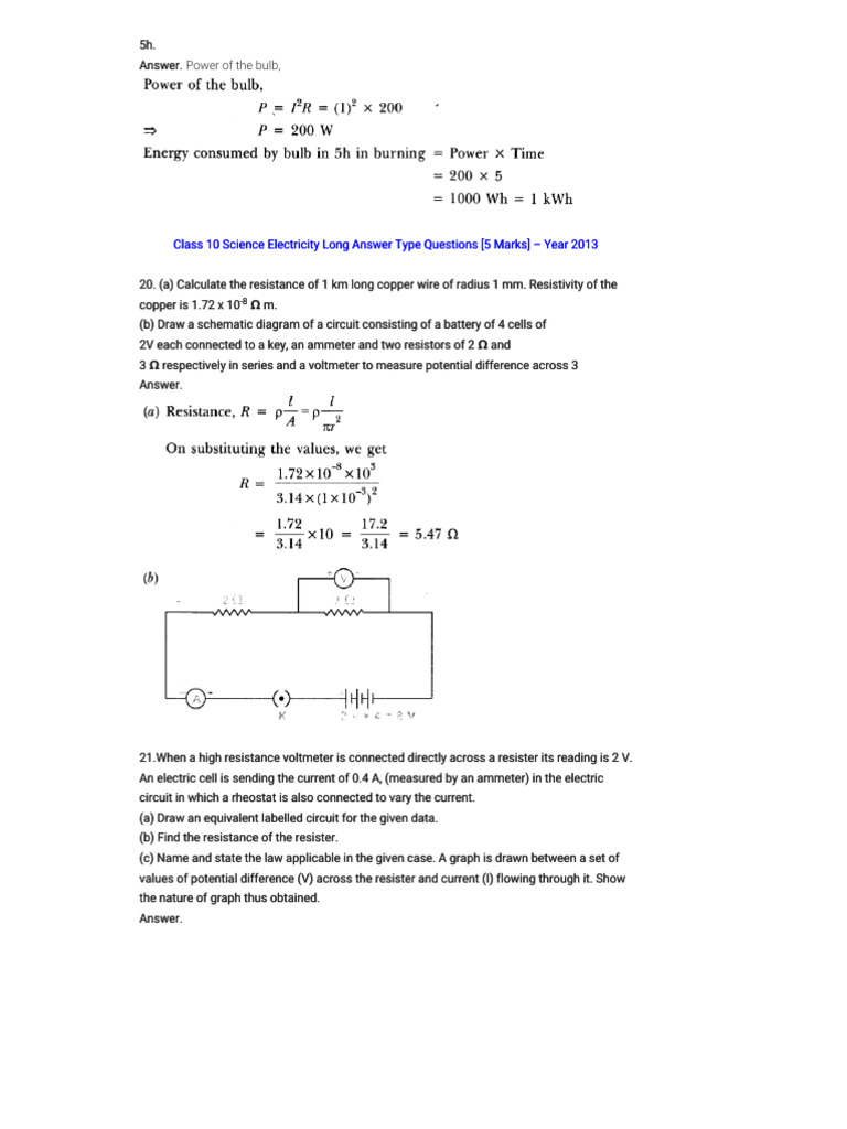 Class 10 Electricity Study Guide | PDF | Series And Parallel Circuits | Electric Current