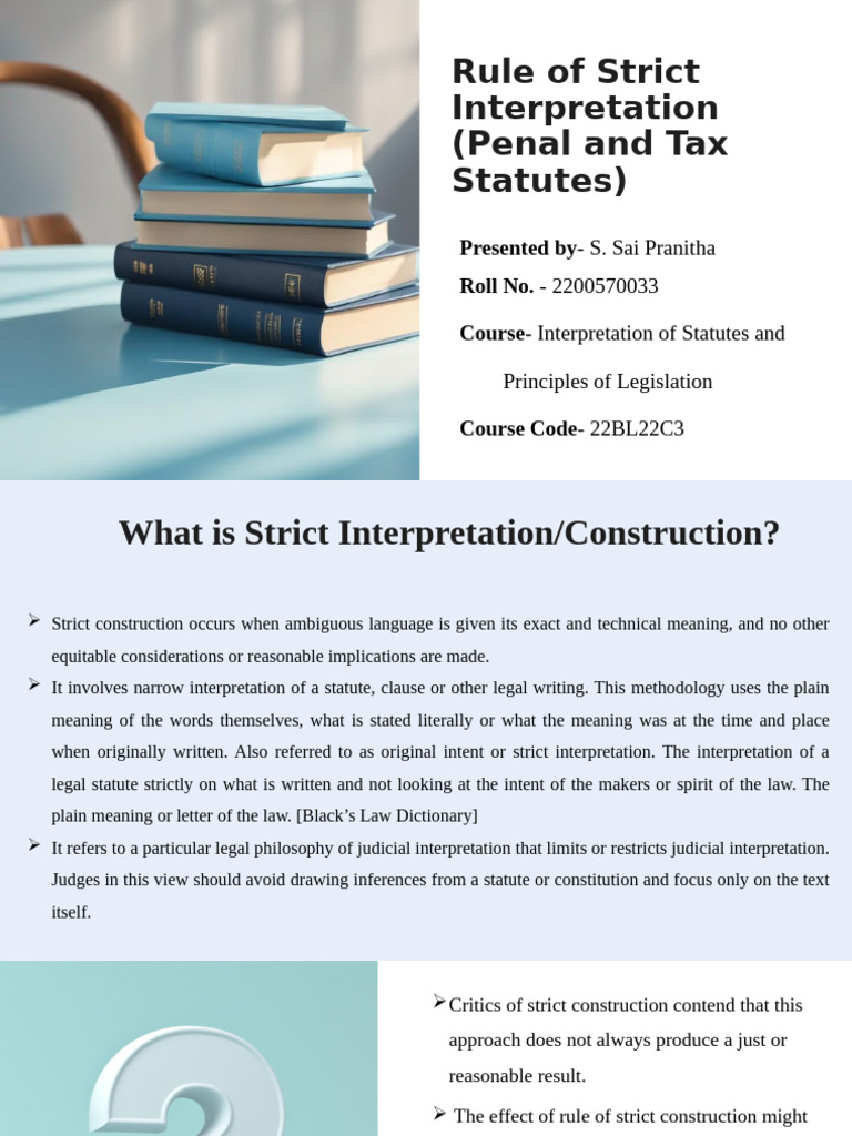 Understanding Strict Interpretation in Law | PDF | Taxes | Justice