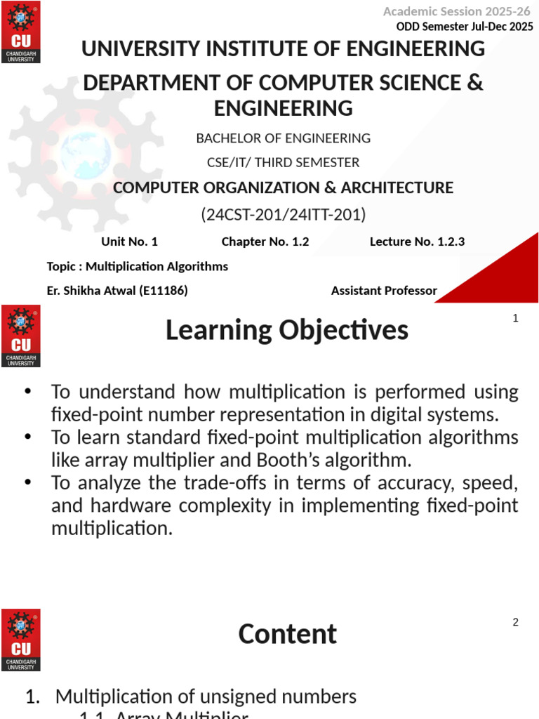 Lecture 1.2.3 (Multiplication Algorithms) | PDF | Multiplication | Computer Engineering