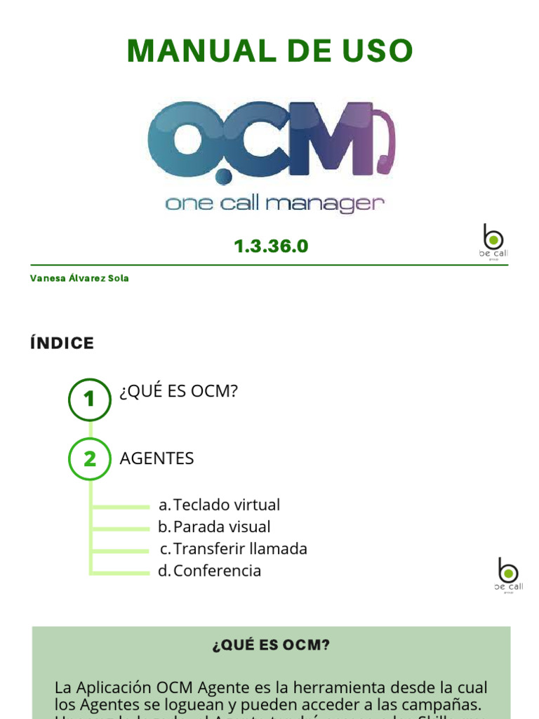 Manual de OCM Agente: Uso y Funciones | PDF | Botón (Computación ...