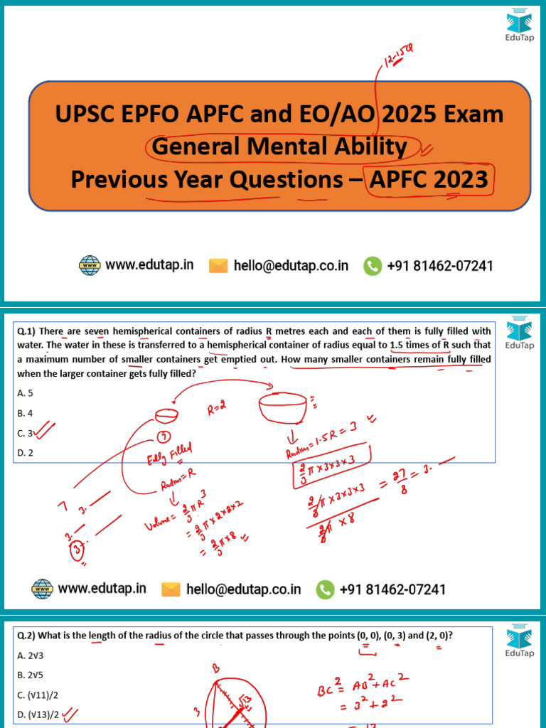 General Menatl Ability and Quant - APFC 2023 - PYQ | PDF | Mathematics | Mathematical Objects