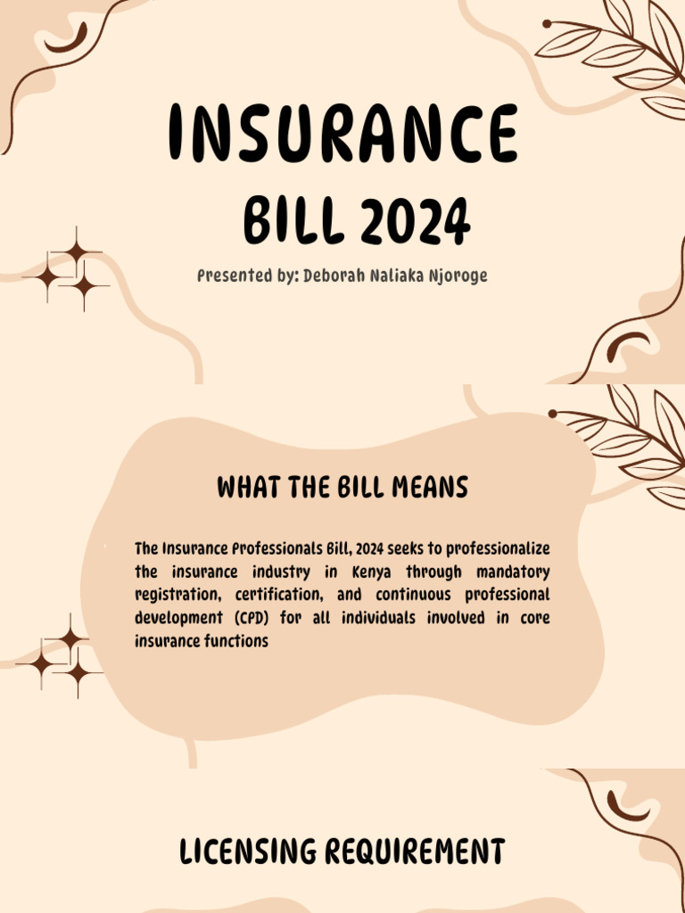Insurance Bill Summary by Deborah Naliaka Njoroge | PDF | Insurance