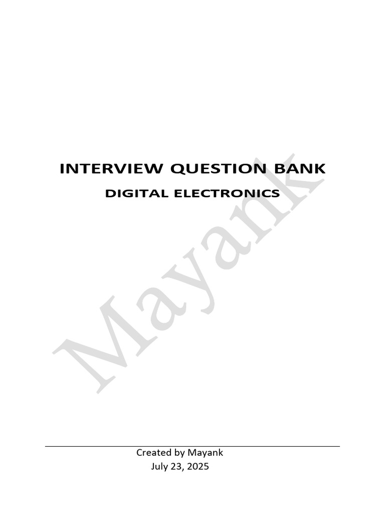 Digital Electronics Interview Questions | PDF | Analog To Digital Converter | Computer Memory