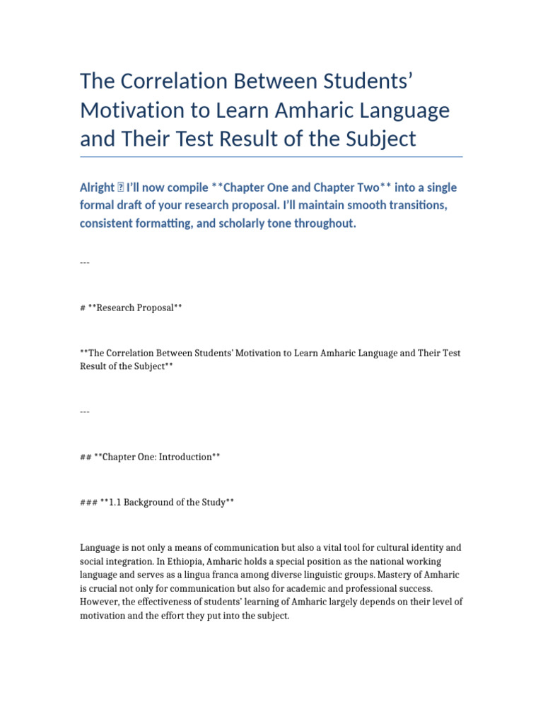 Amharic Motivation Proposal | PDF | Motivational | Motivation