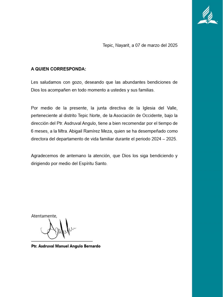 Recomendación Mtra Abigail | PDF