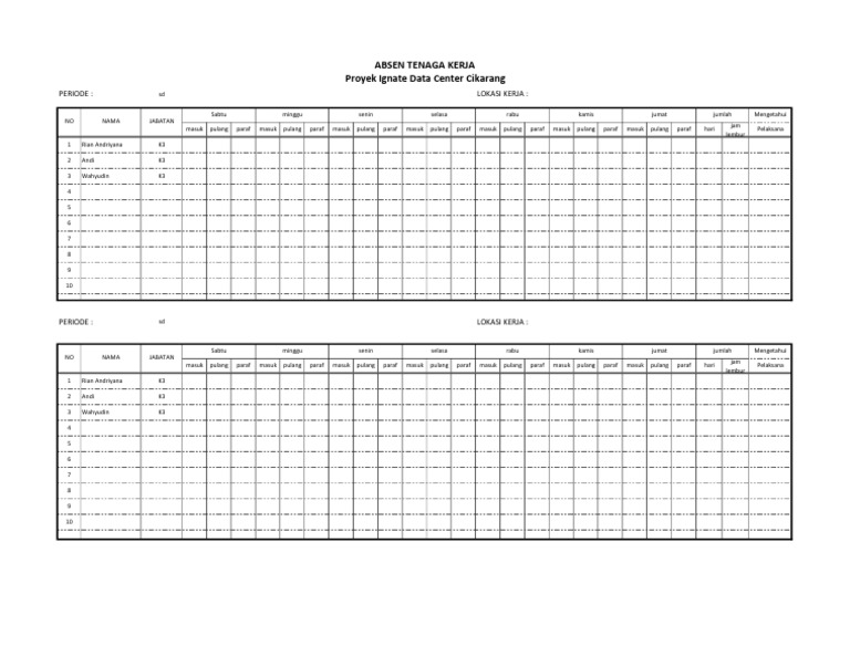 Form Absen Harian | PDF