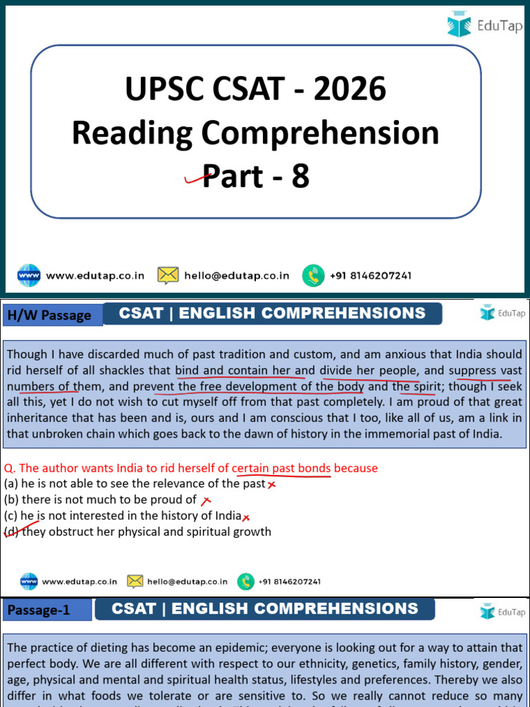 12 August 2025 UPSC CSAT 2026 Reading Comprehension Part 8 1 | PDF | Meat | Industrial Agriculture